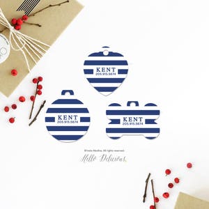 Navy Stripes Dog Tag Dog Tags for Dogs Geometric Dog ID Tag Dog Tag Dog ...