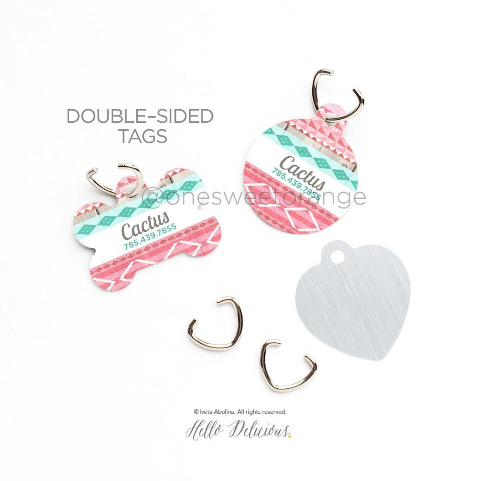 Dog Tag Pet ID Tag Custom Pet Tag Personalized Dog Tag Geometric Wood ...