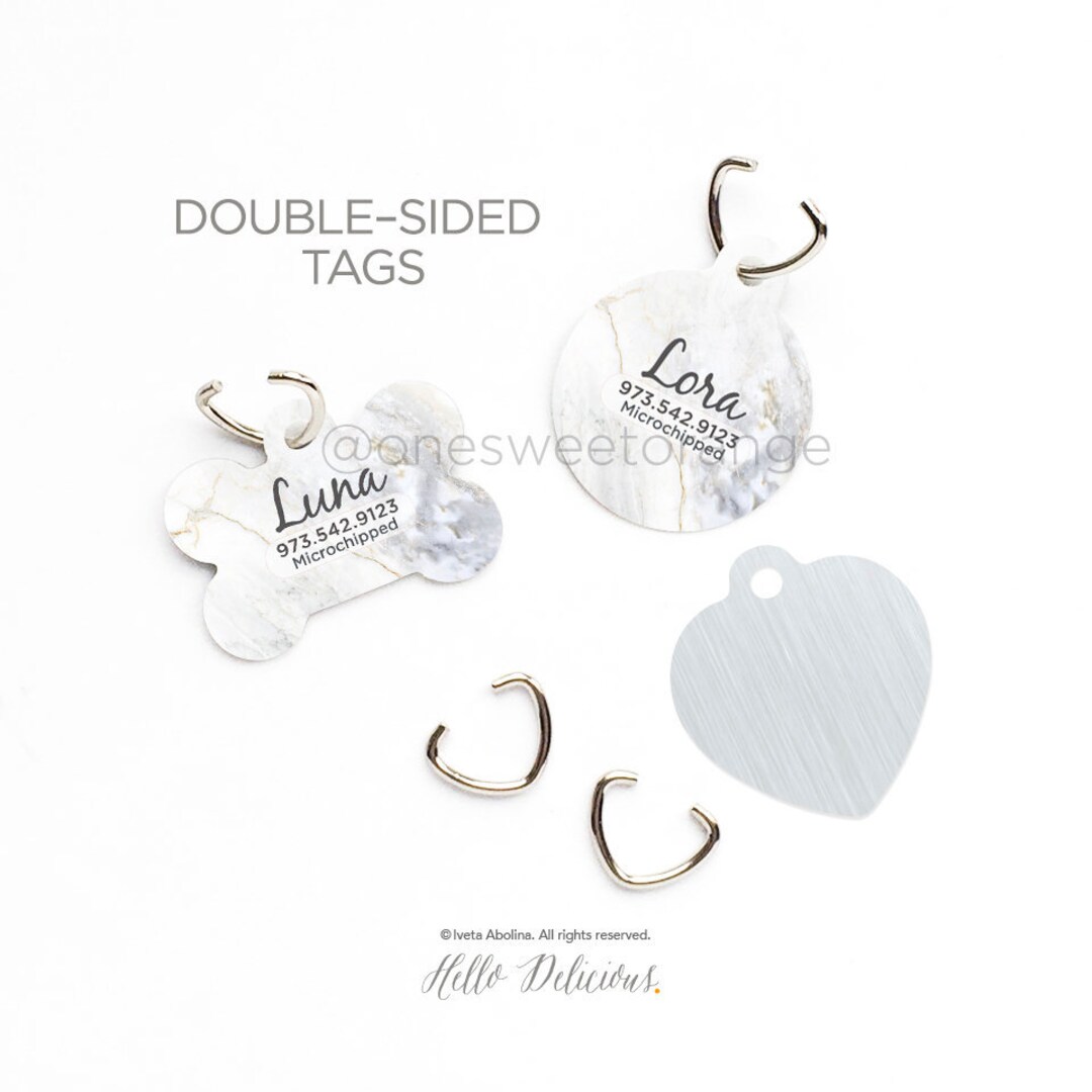 White Marble Dog Tag Pet ID Tag Custom Pet Tag Personalized Dog Tag ...