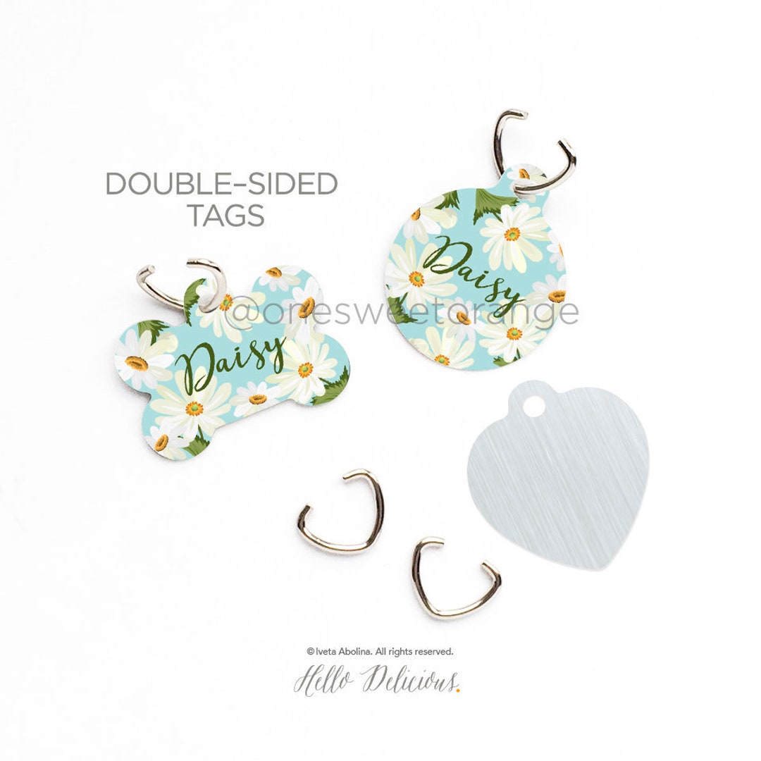 Daisy Dog Tag Floral Dog Tag Collar Tag Dog Tags for Dogs Dog ID Tag ...