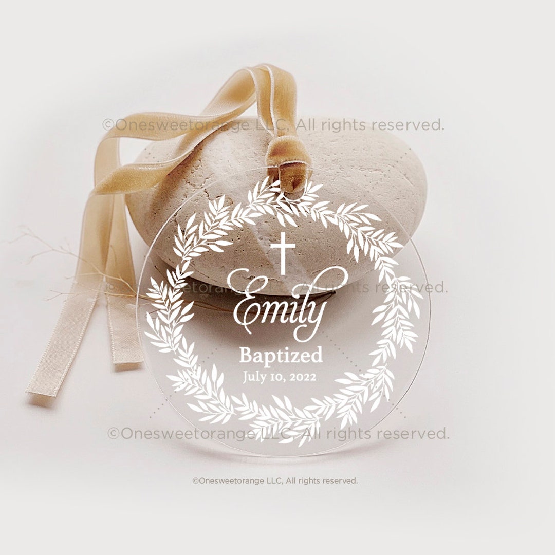 Christening Keepsake Baptism Gift Personalized Cross Acrylic Ornament ...