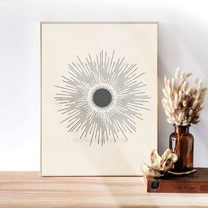 Sun Art Sunburst Minimalist Line Art Sun Wall Art Poster Sunburst Line ...