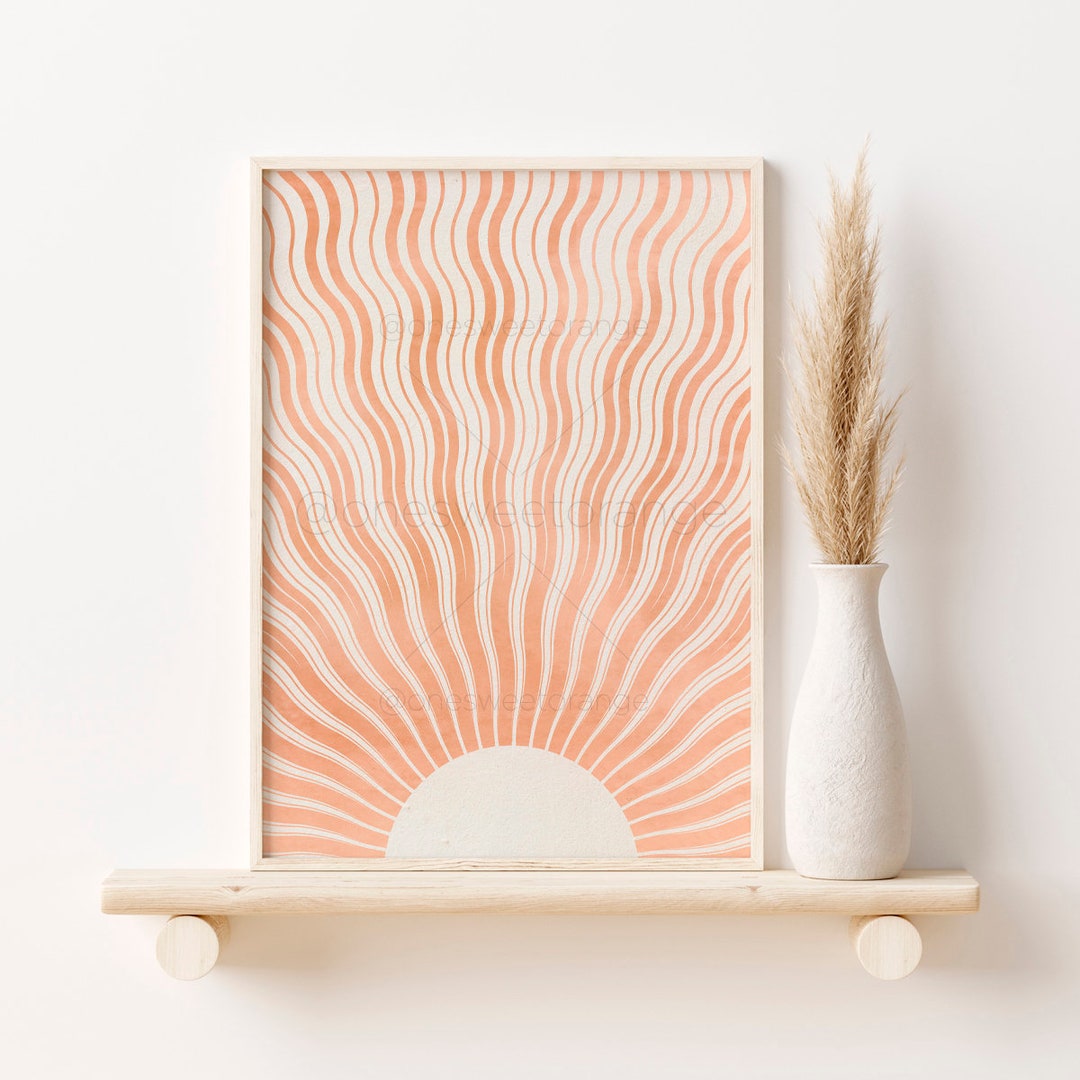 Sun Print Sunburst Minimalist Line Art Sun Wall Art Poster - Etsy