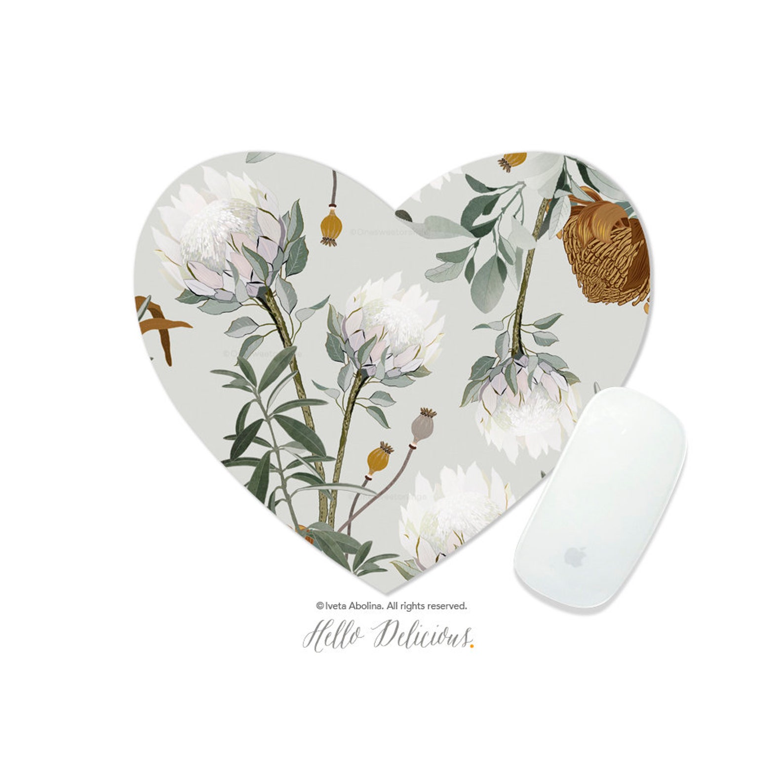 Mouse Pad White Protea Mouse Pad Floral Mouse Pad Office Mouse - Etsy