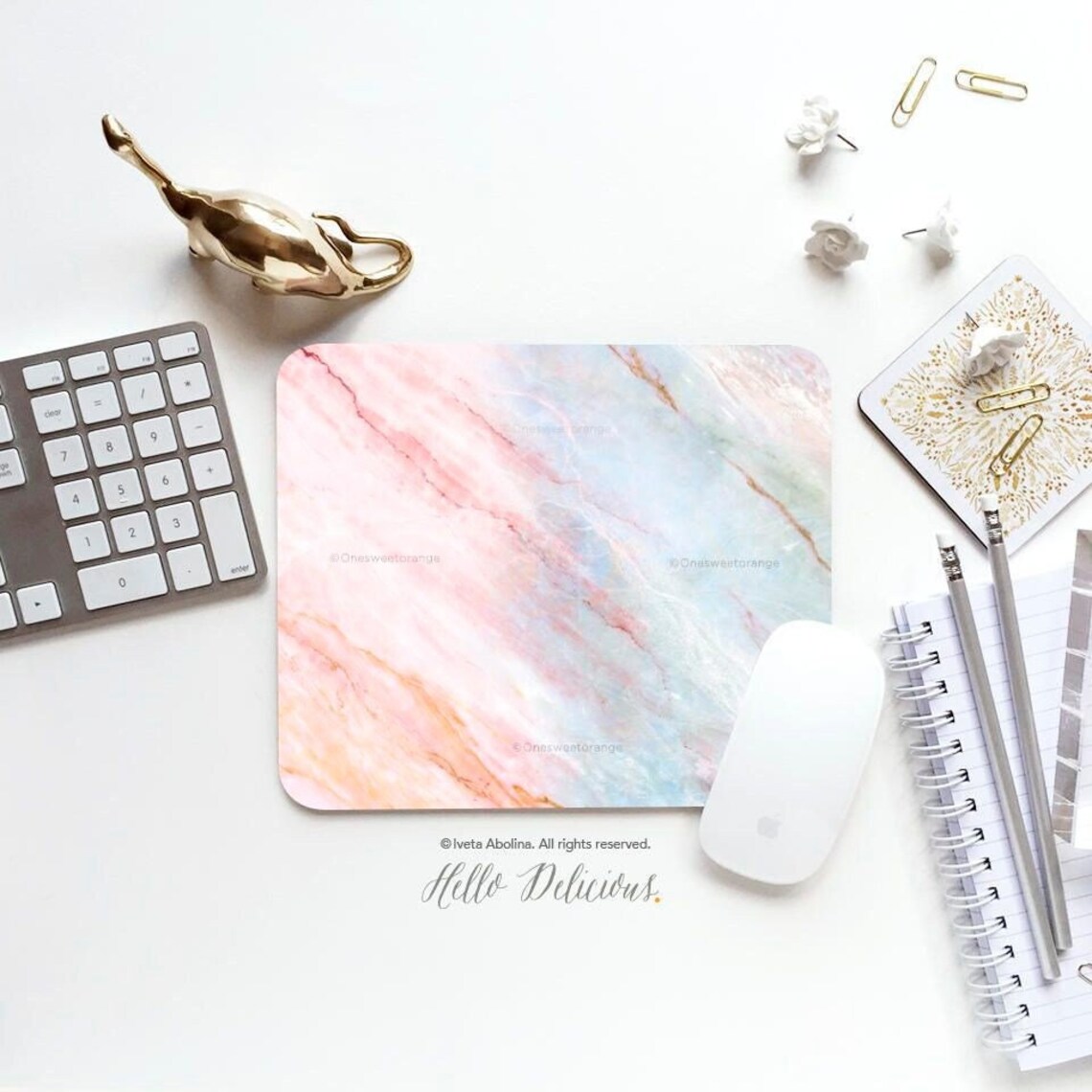 Mouse Pad Pink Marble Mouse Pad Marble Mouse Pad Office Mouse - Etsy