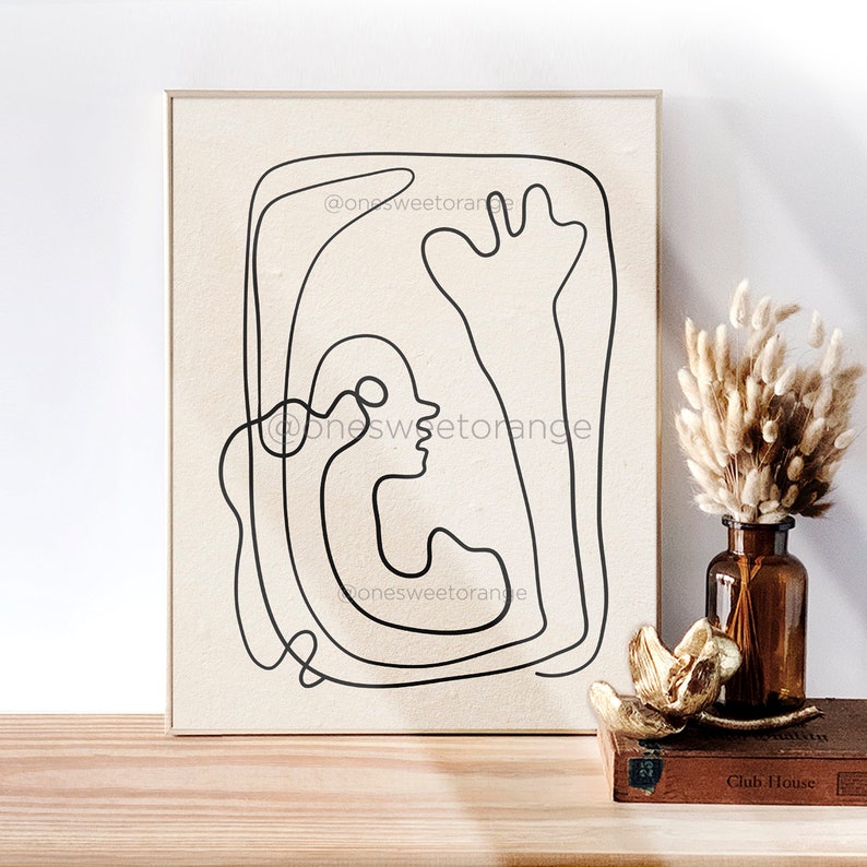 Model Minimalist Art Line Art Poster Line Drawing Print Line Art Modern ...