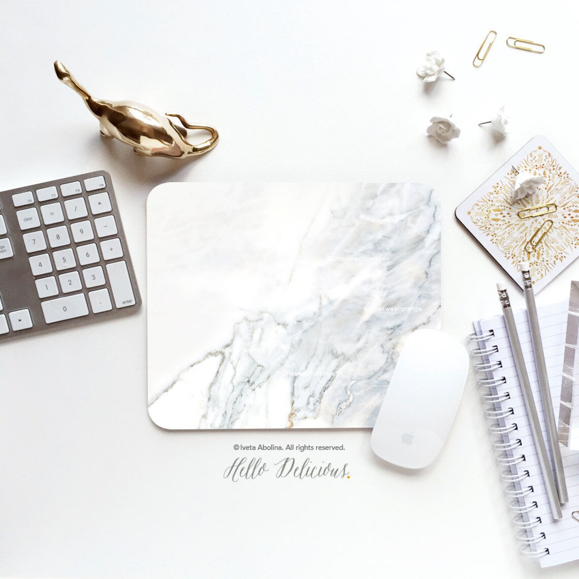 Mouse Pad White Marble Mouse Pad Marble Mouse Pad Office Mouse - Etsy