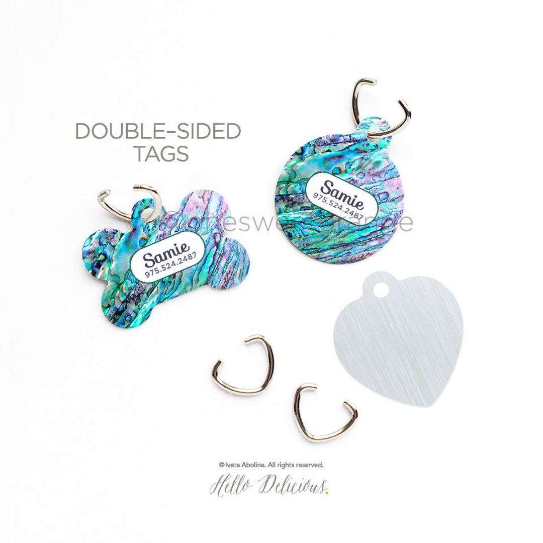 Abalone Print Dog ID Tag Custom Pet Tag Personalized Dog Tag Paua Shell ...