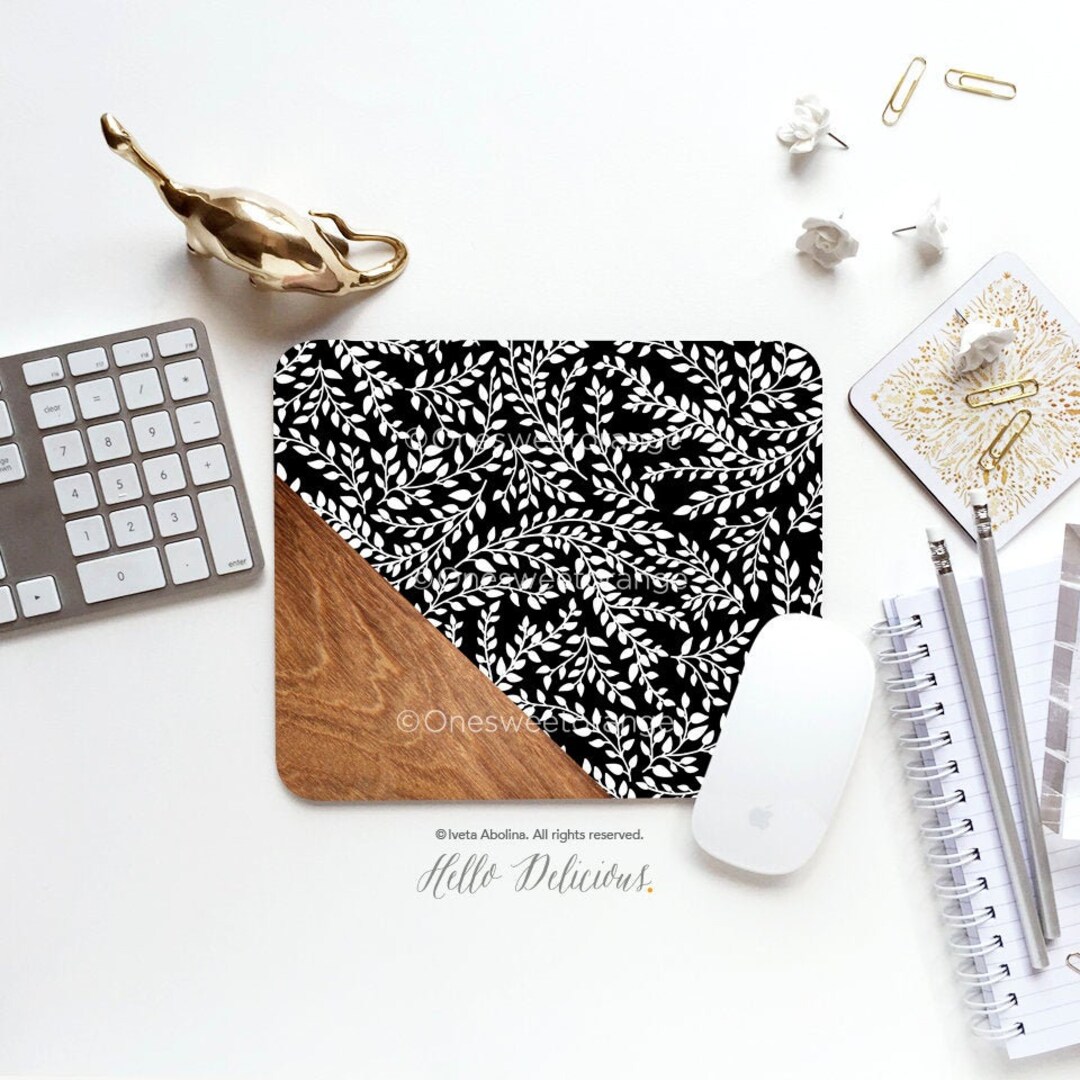 Mouse Pad Wood Floral Mouse Pad Boho Mouse Pad Office Mouse - Etsy