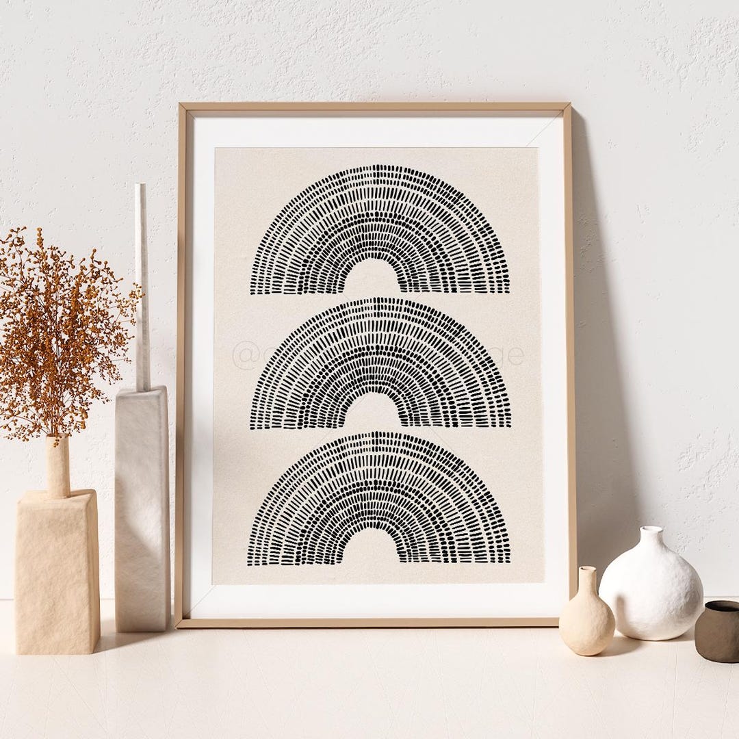 Geometric Dotted Arches Art Line Art Poster Line Drawing Print Line Art ...