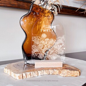 Wedding Table Number Stand With Names Floral Art Acrylic Table Numbers ...