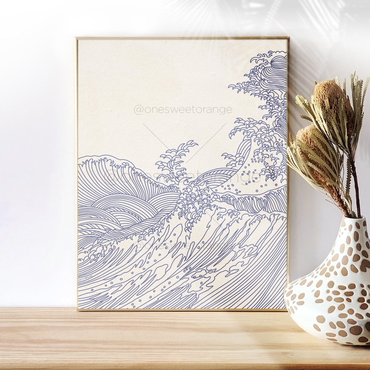 Japanese Wave Print Line Art Line Art Poster Waves Line - Etsy