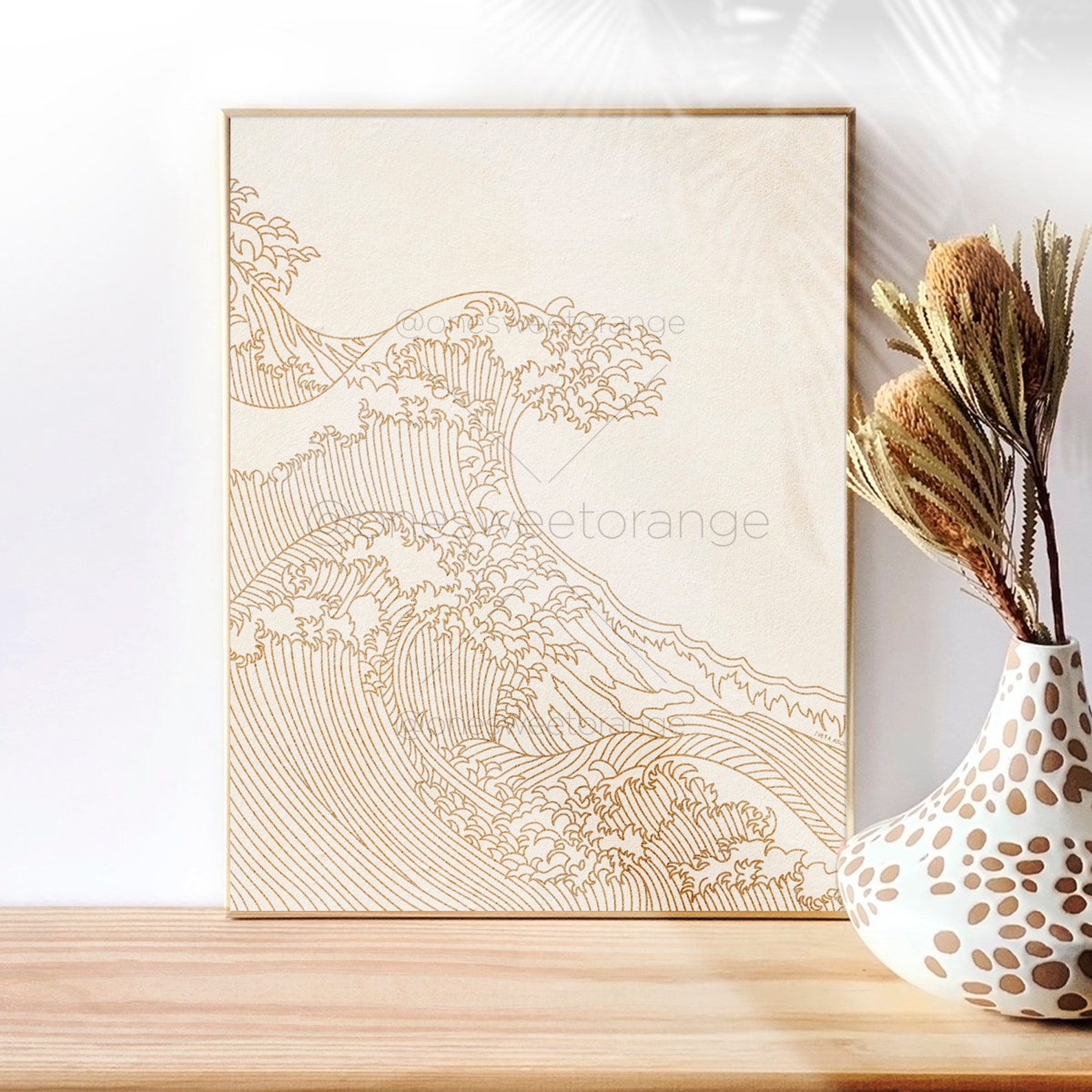 Japanese Wave Print Line Art Line Art Poster Waves Line Drawing Print ...