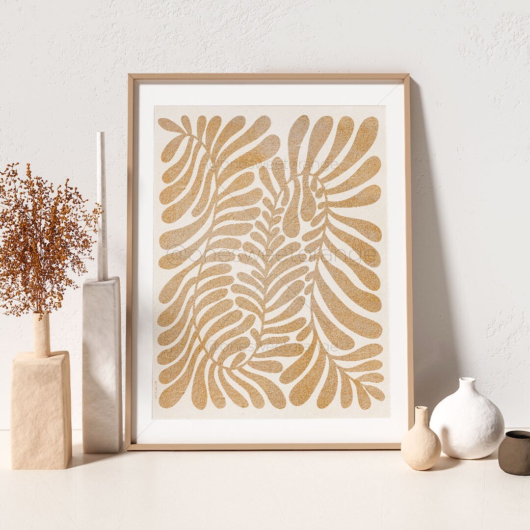 Terra Cotta Leaves Minimalist Art Line Art Poster Line Drawing Print ...