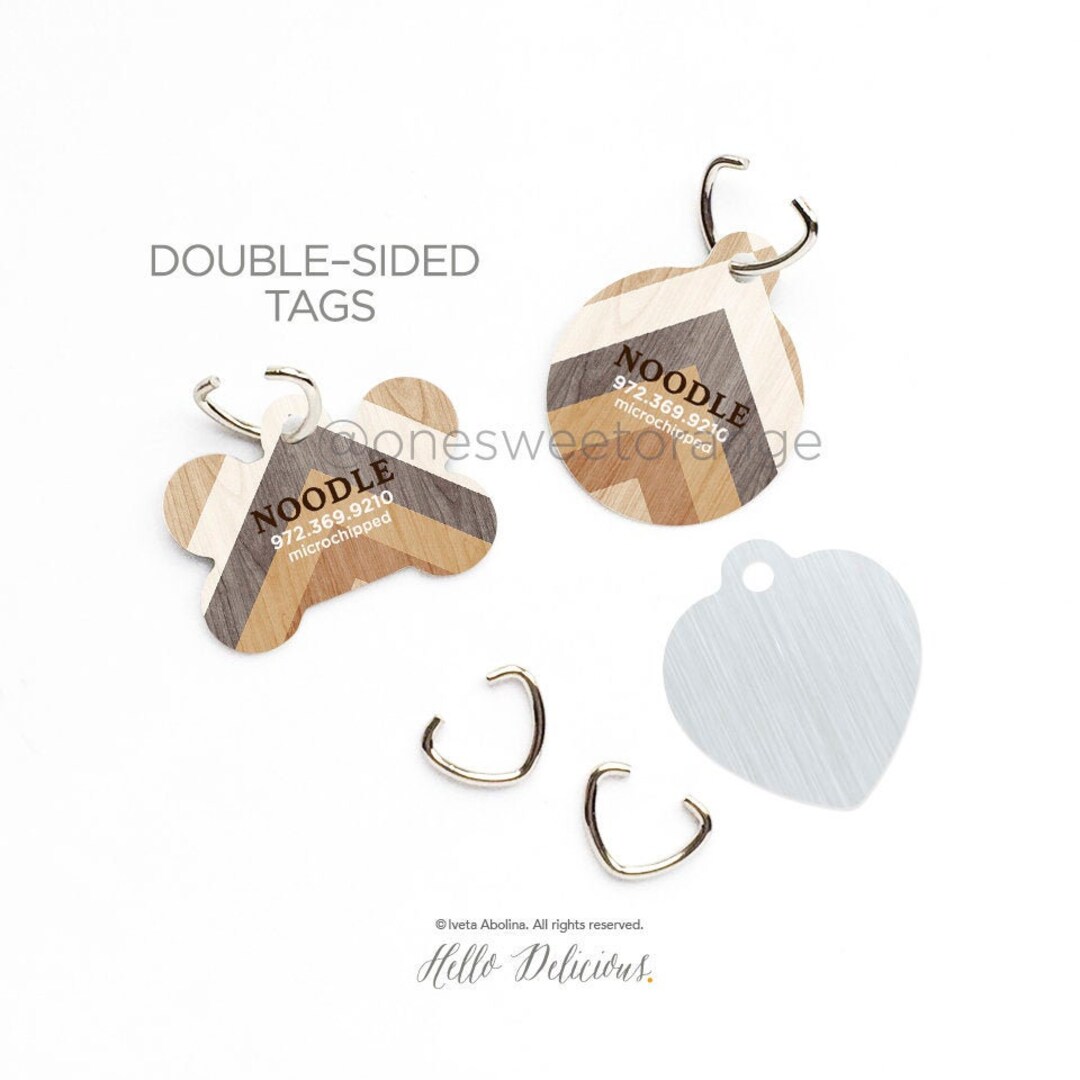Dog Tag Wood Print Collar Tag Dog Tags for Dogs Dog ID Tag Cat Tag Dog ...