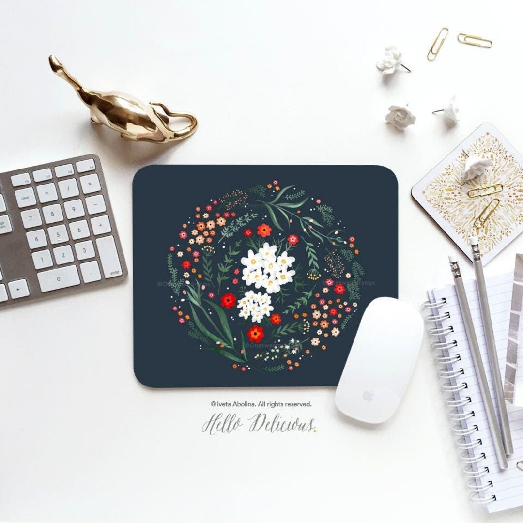 Mouse Pad Summer Garden Mouse Pad Floral Mouse Pad Office Mouse Pad ...