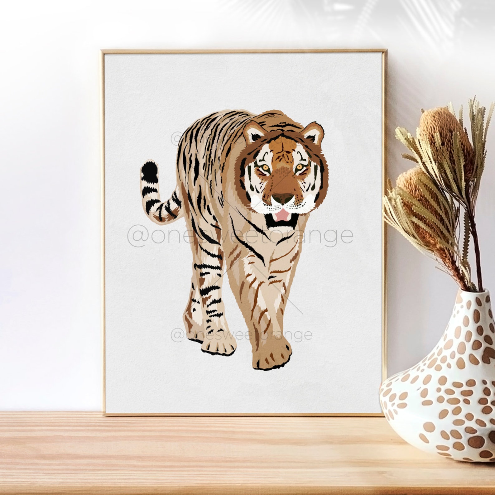 Tiger Print Tiger Art Tiger Poster Print Line Art Modern Art - Etsy
