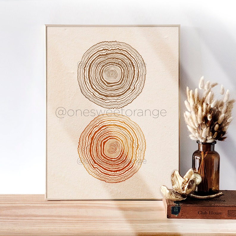 Tree Rings Minimalist Art Line Art Poster Line Drawing Print | Etsy