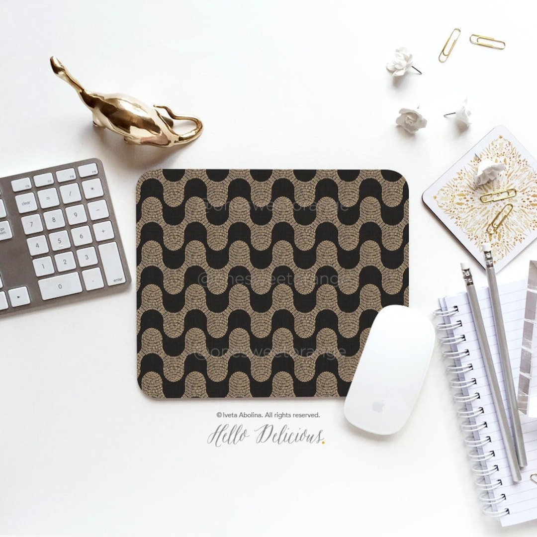 Mid Century Art Mouse Pad Waves Minimalist Mouse Pad Boho Mouse Pad ...