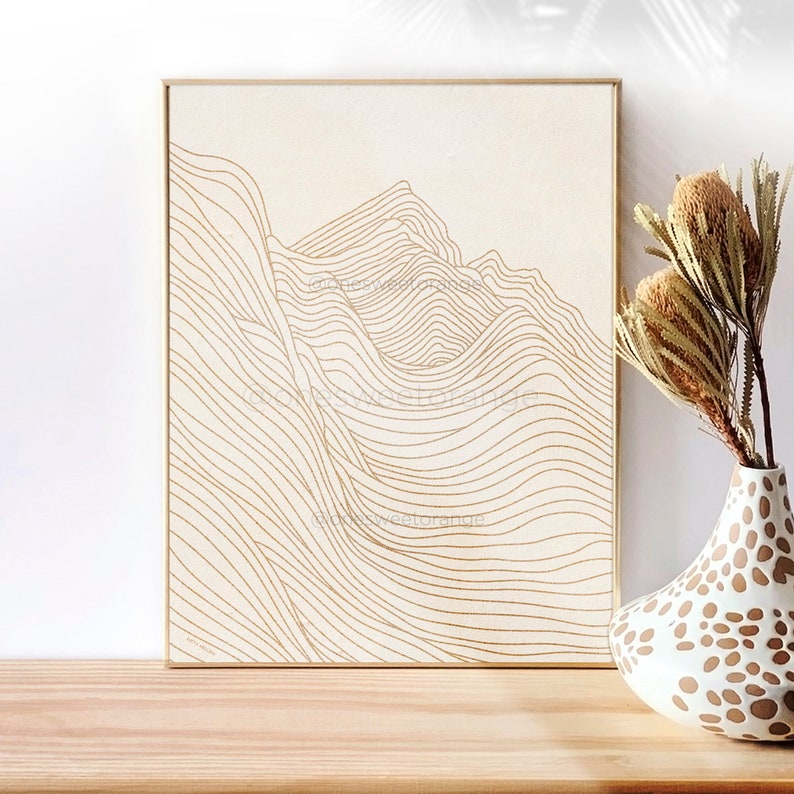 Mountain Line Art Line Art Poster Line Drawing Print Line Art Modern ...