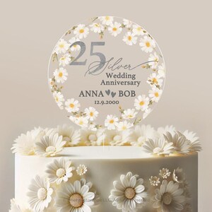 Silver Anniversary Cake Topper 25th Anniversary Cake Topper Round ...