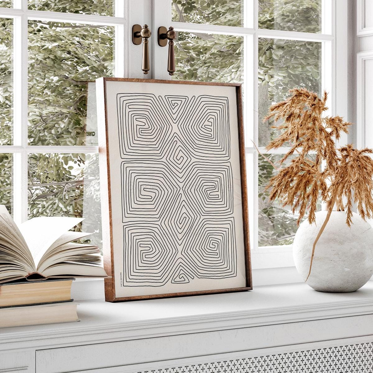 Geometric Minimalist Art Line Art Poster Line Drawing Neutral Modern ...