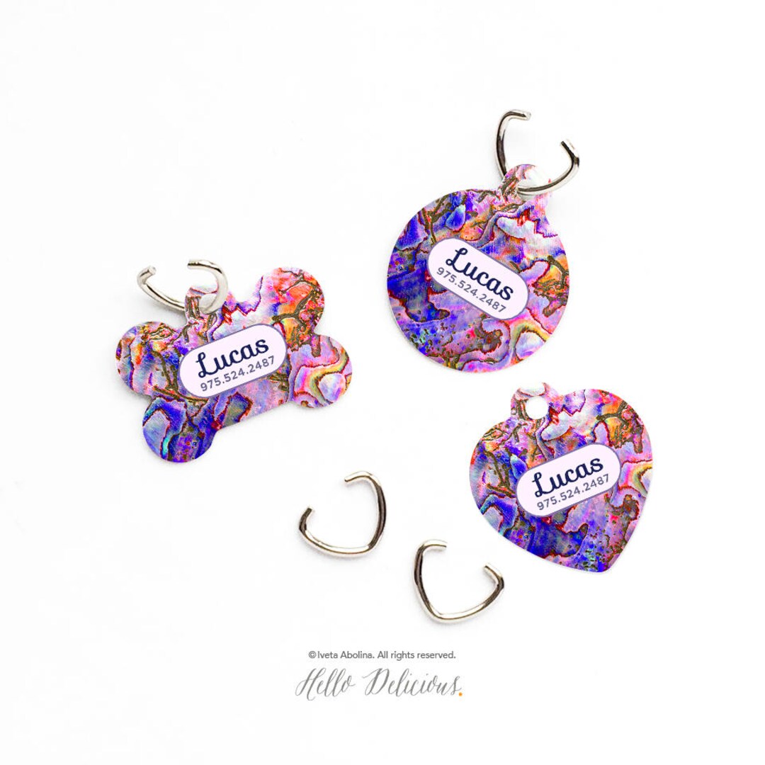 Abalone Print Pet ID Tag Custom Pet Tag Personalized Dog Tag Paua Shell ...