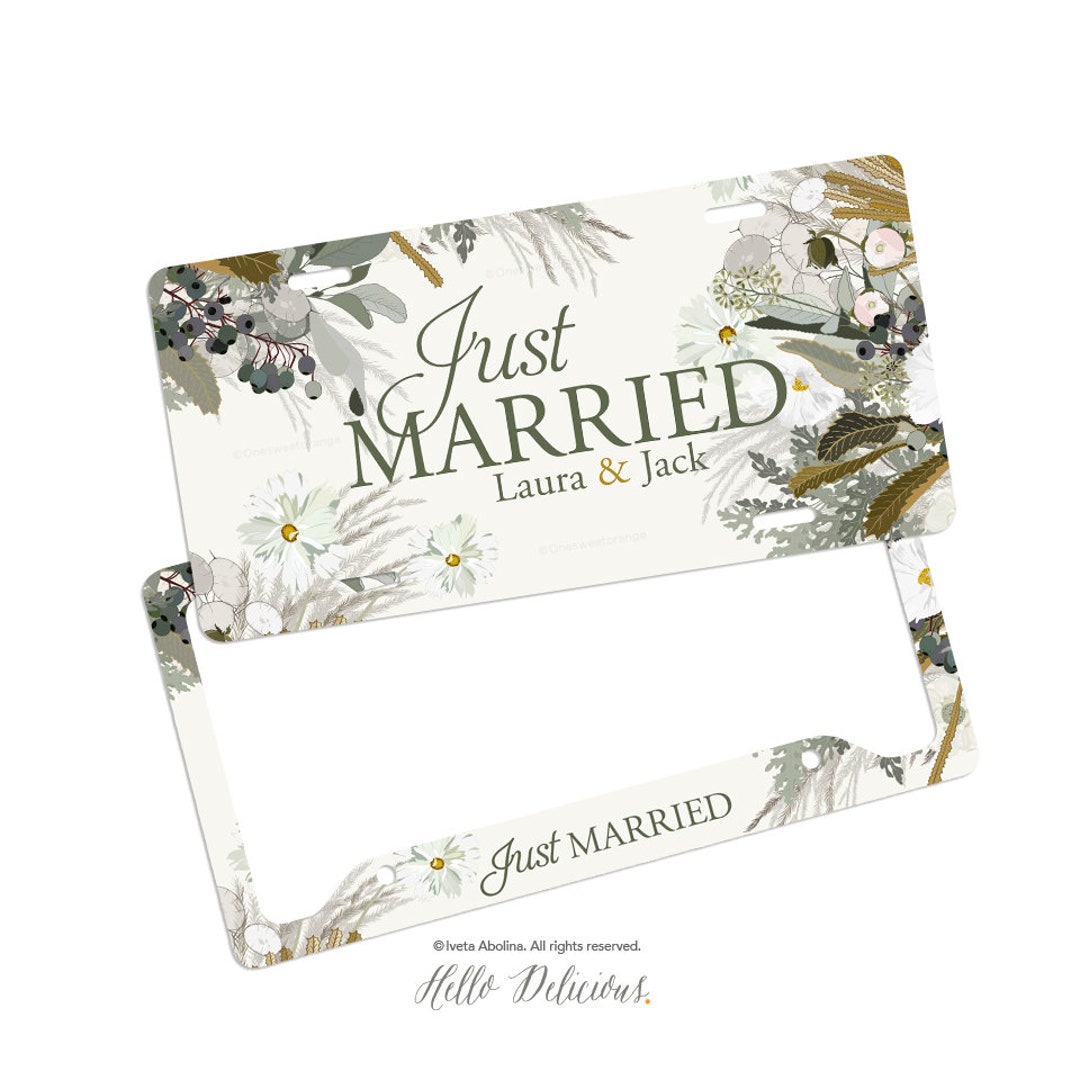 Just Married Personalized Car License Plate Newlyweds License Plate ...