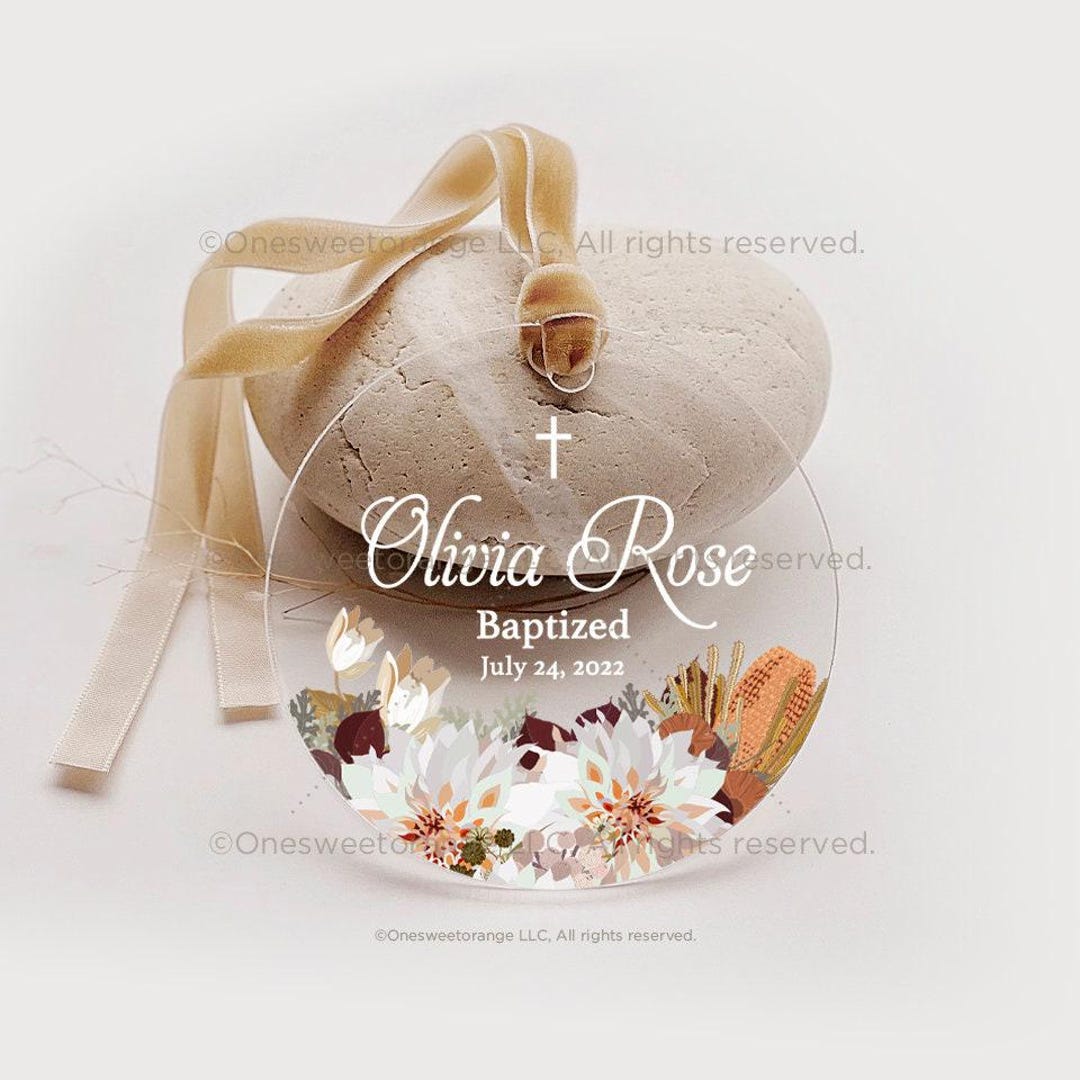 Christening Keepsake Baptism Gift Personalized Cross Acrylic Ornament ...