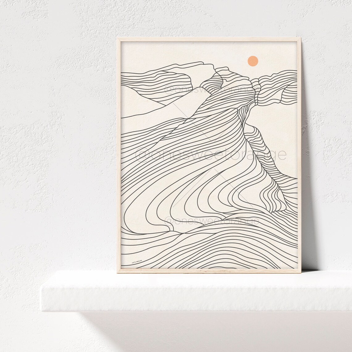 Mountain Sun Line Art Line Art Poster Line Drawing Print Line Art ...