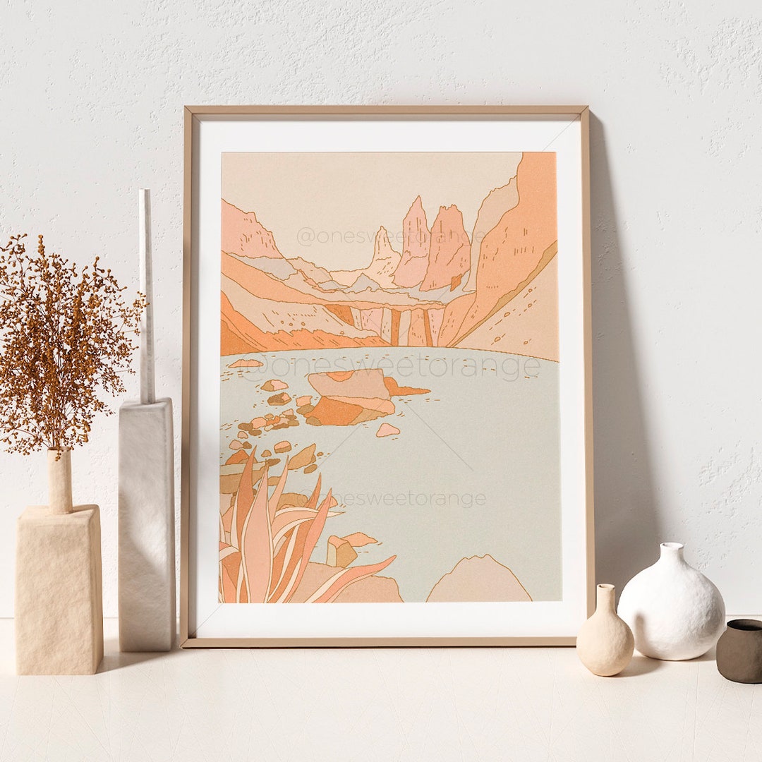 Mountain Lake Line Art Line Art Poster Line Drawing Print Line Art ...