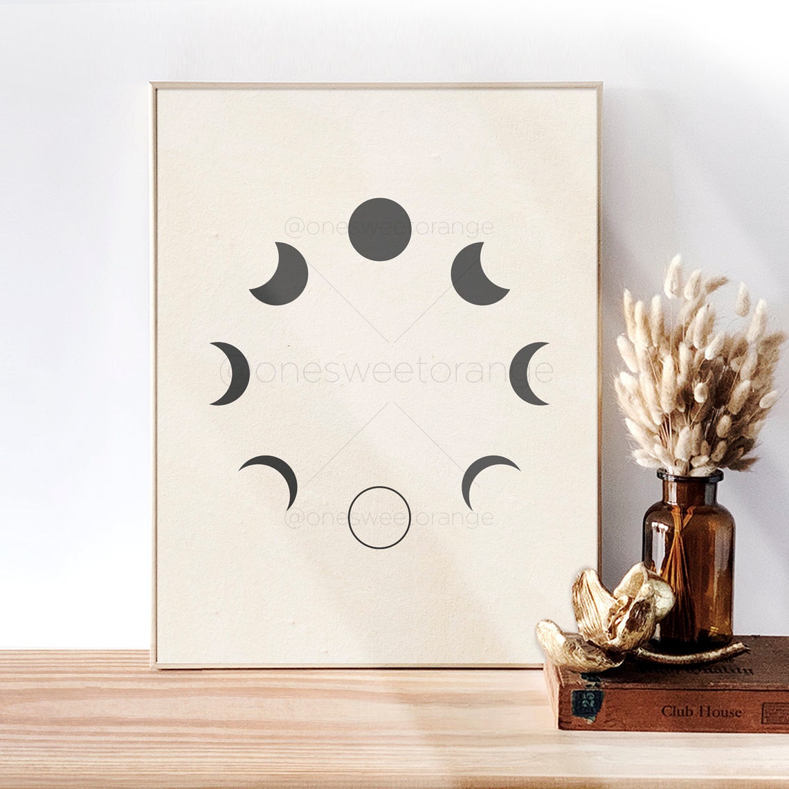 Moon Phases Art Moon Wall Art Poster Moon Drawing Print Line | Etsy