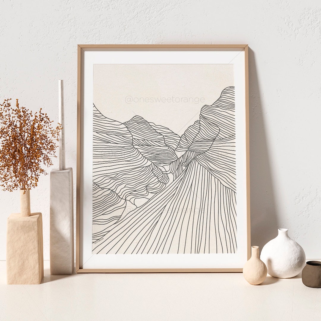 Mountain Line Art Line Art Poster Line Drawing Print Line Art Modern ...