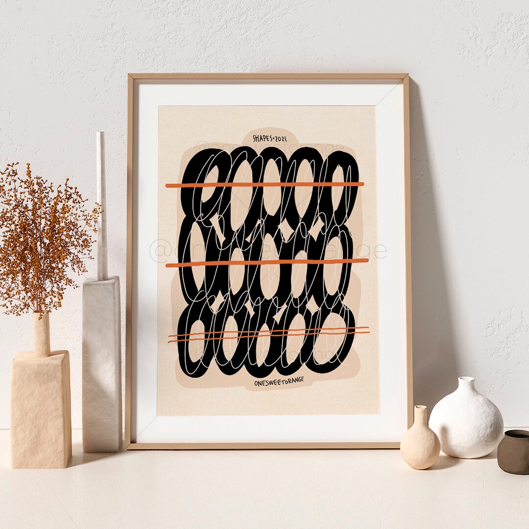 Shapes Circles Line Art Line Art Poster Line Drawing Print Line Art ...