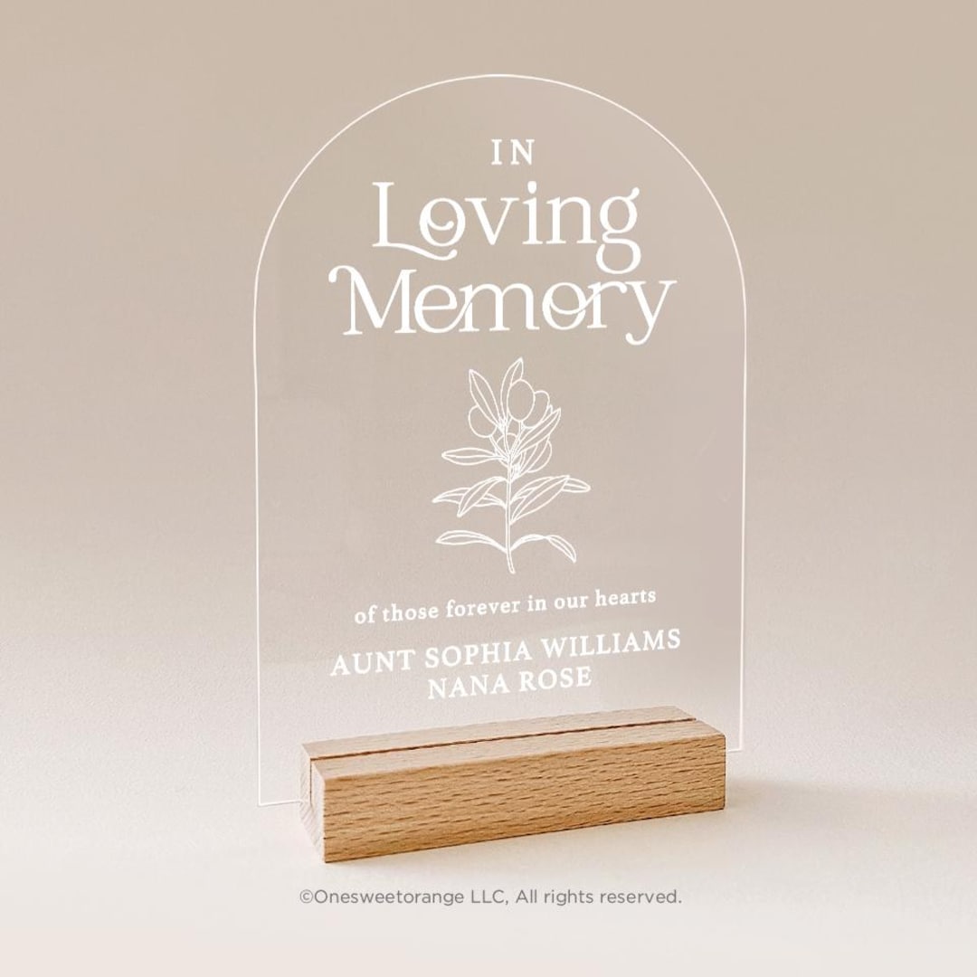 In Loving Memory Wedding Table Sign Custom in Memory Acrylic Wedding ...