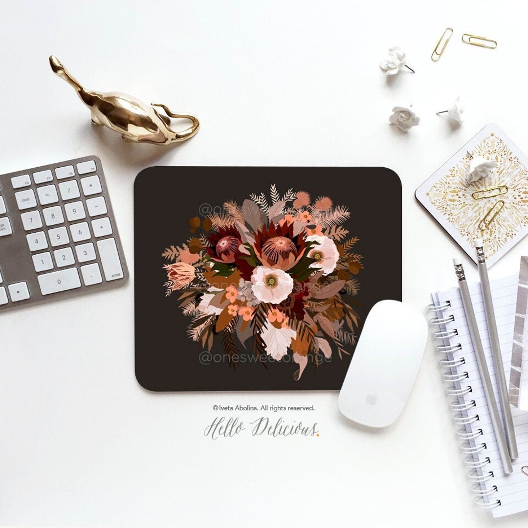 Mouse Pad Fall Boho Mouse Pad Floral Mouse Pad Office Mouse Pad Protea ...