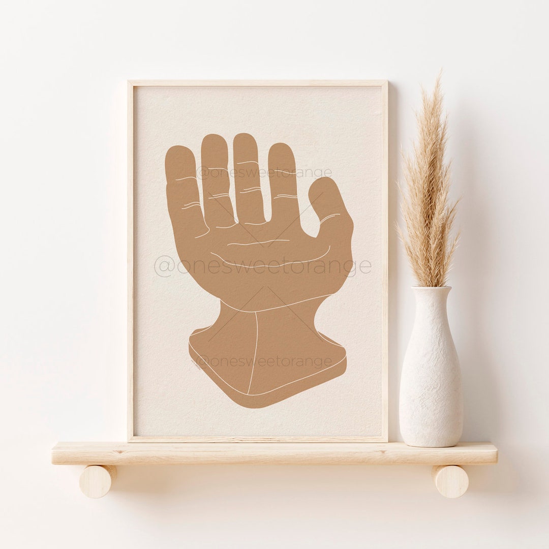 Hand Art Hand Minimalist Line Art Hand Wall Art Poster Big Hand Statue ...
