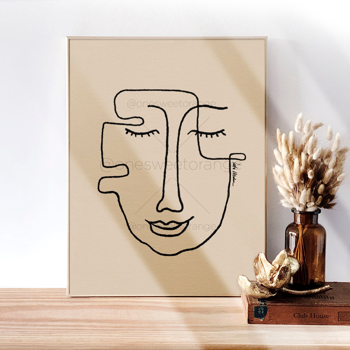 Face Line Art Minimalist Art Boho Line Art Print Line Drawing | Etsy