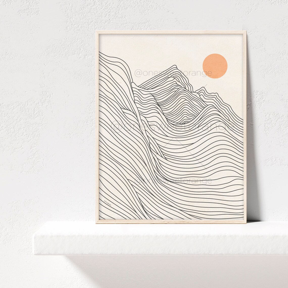 Mountain Sun Line Art Line Art Poster Line Drawing Print Line Art ...