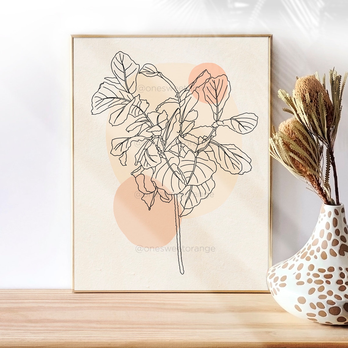 Line Art Print Fiddle Leaf Fig Tree Line Art Poster Line Floral Print ...