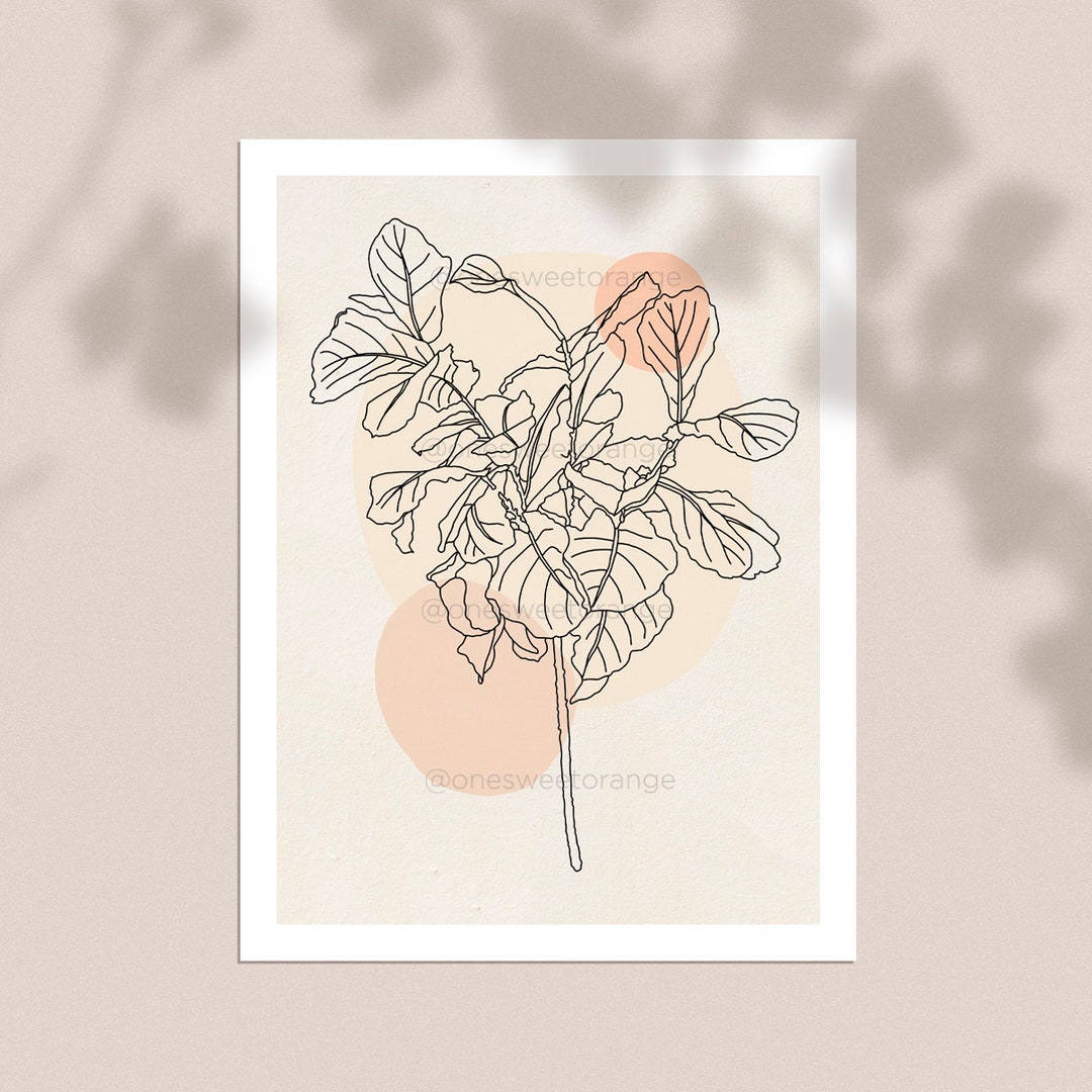 Line Art Print Fiddle Leaf Fig Tree Line Art Poster Line Floral Print ...