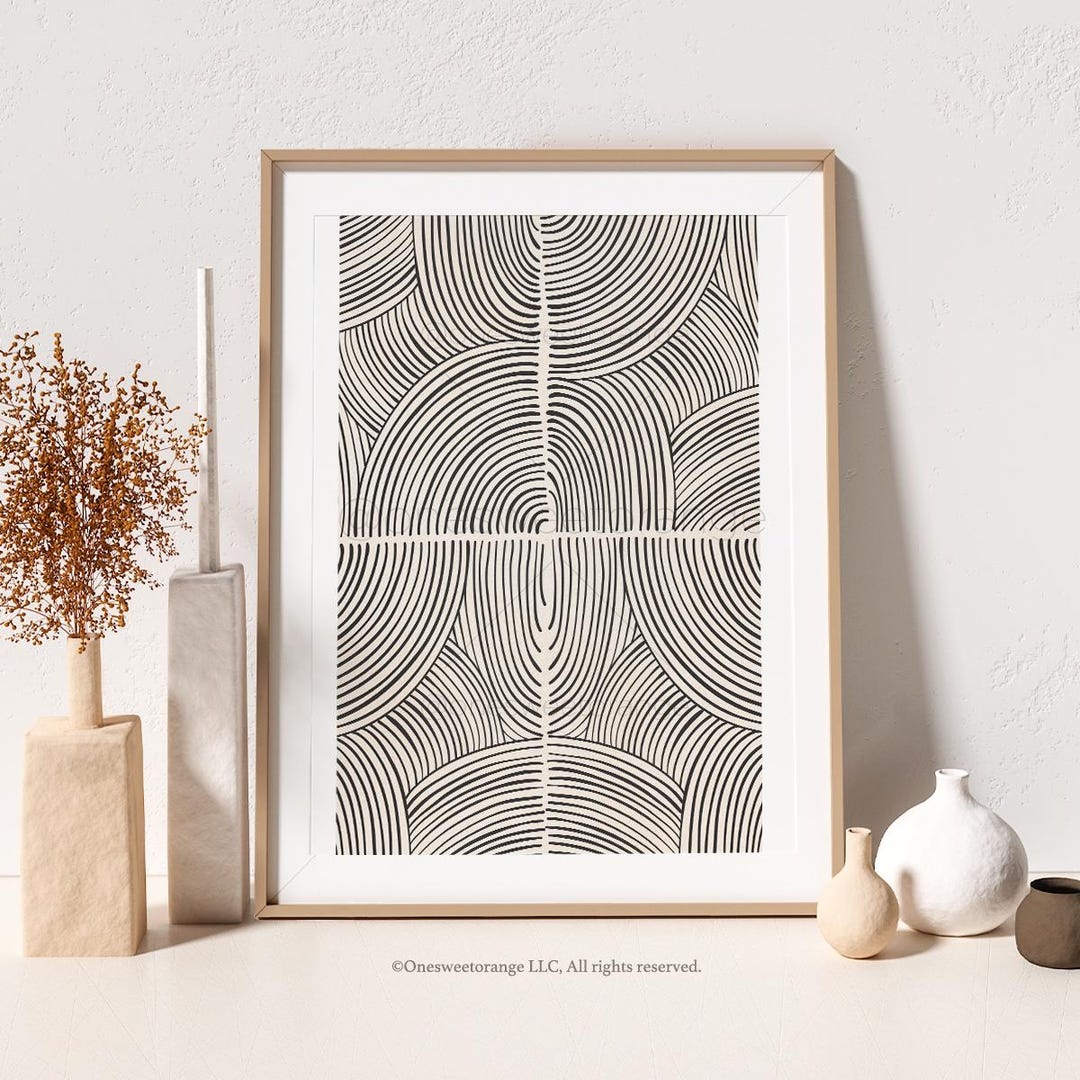 Geometric Circles Art Line Art Poster Arch Drawing Canvas Print Line ...
