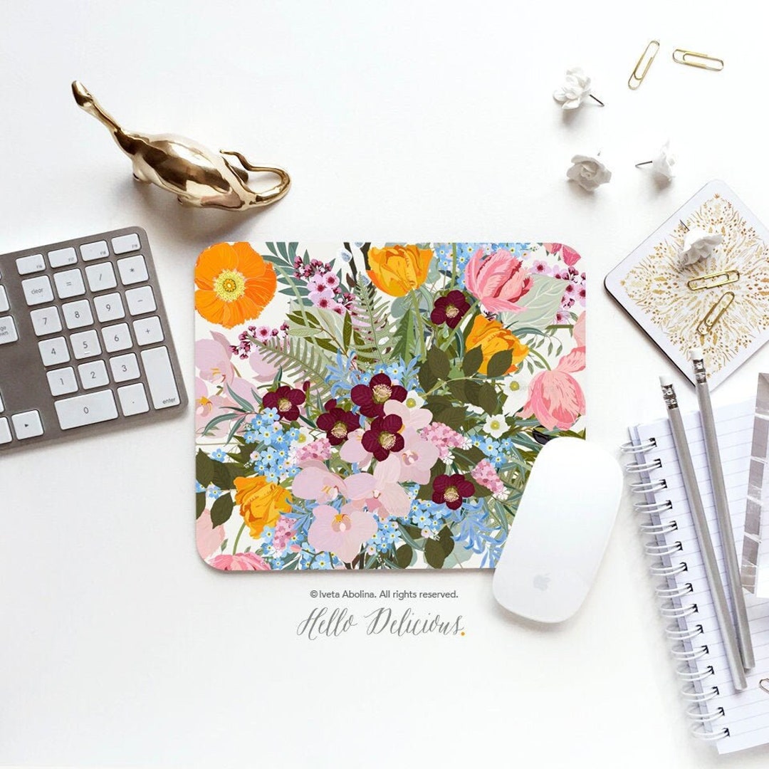 Mouse Pad Spring Summer Mouse Pad Floral Mouse Pad Office Mouse Pad ...