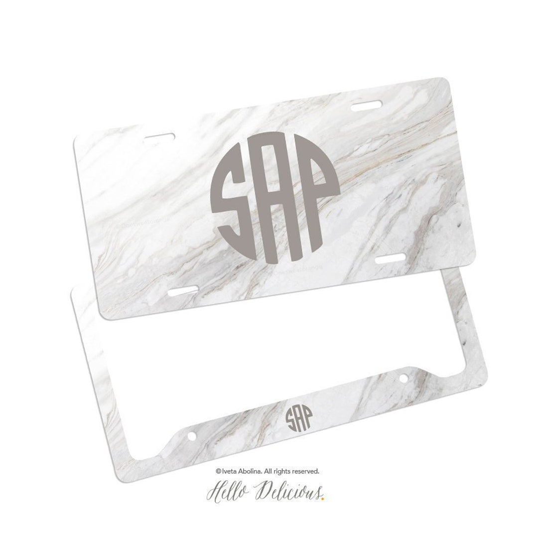 Personalized Car License Plate Monogrammed License Plate Frame Marble ...