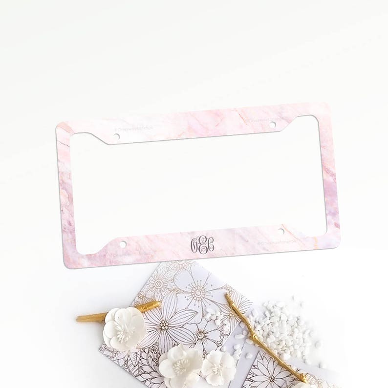 Pink Marble Personalized Car License Plate Monogrammed License - Etsy
