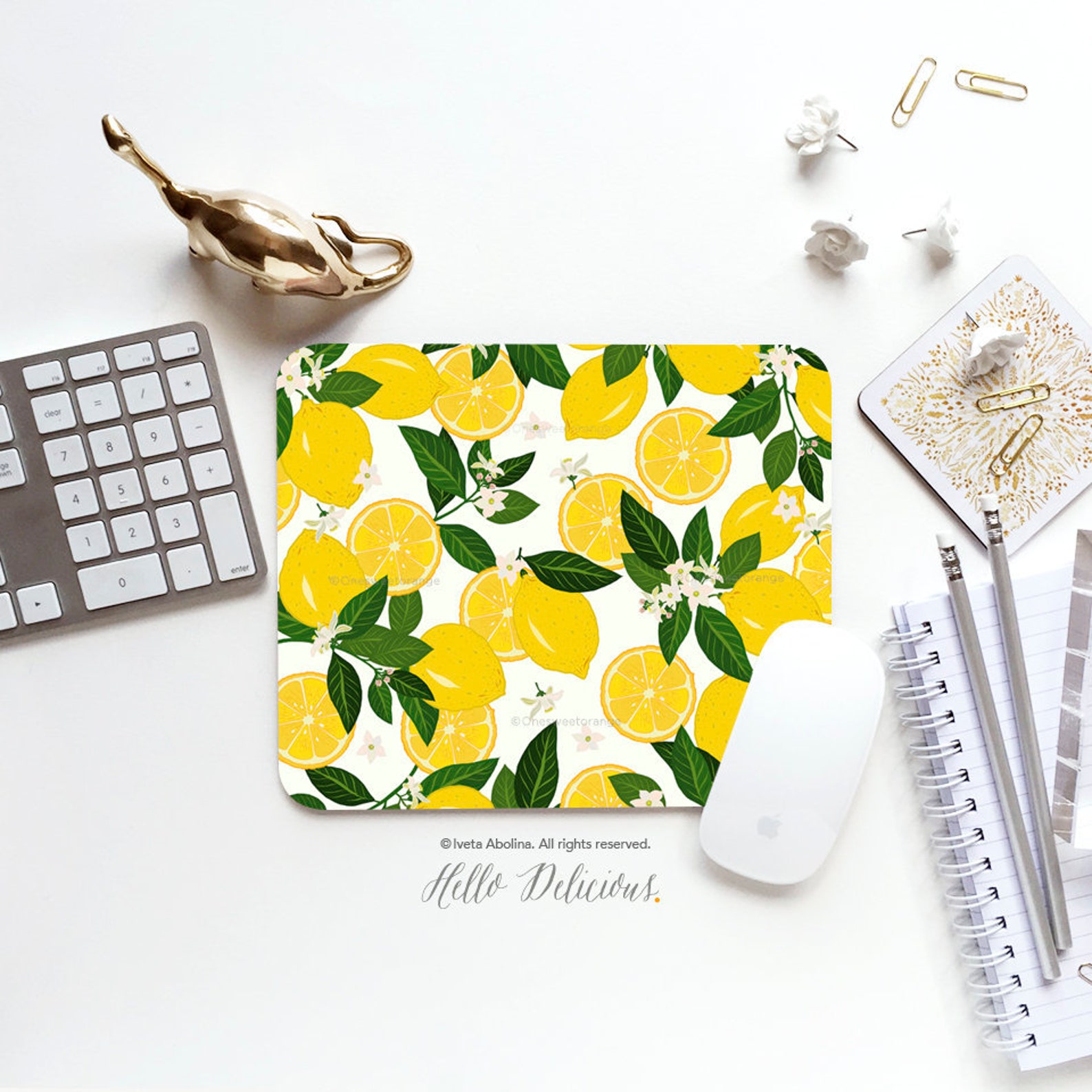 Mouse Pad Lemon Mouse Pad Lemon Bloom Mouse Pad Office Mouse | Etsy