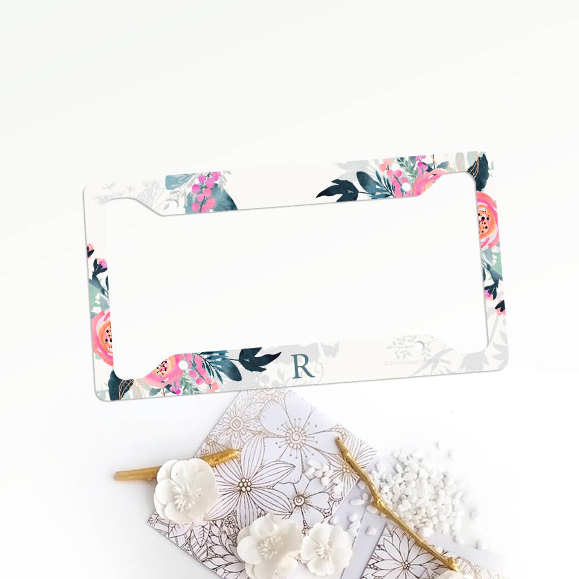 Personalized Car License Plate Monogrammed License Plate Frame Floral ...