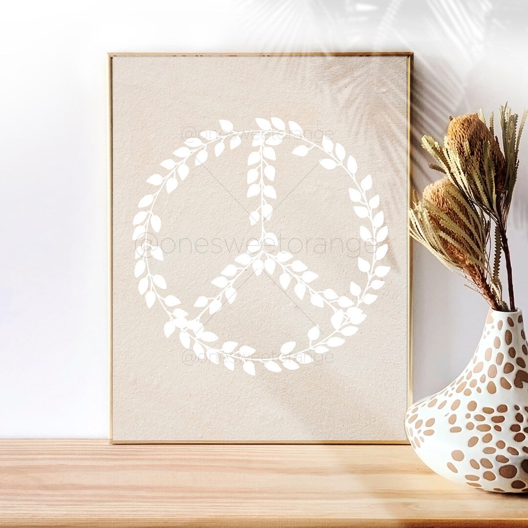 Peace Sign Minimalist Art Line Art Poster Line Drawing Print Line Art ...