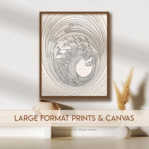 Japanese Wave Print Line Art Line Art Poster Waves Line Drawing Print ...