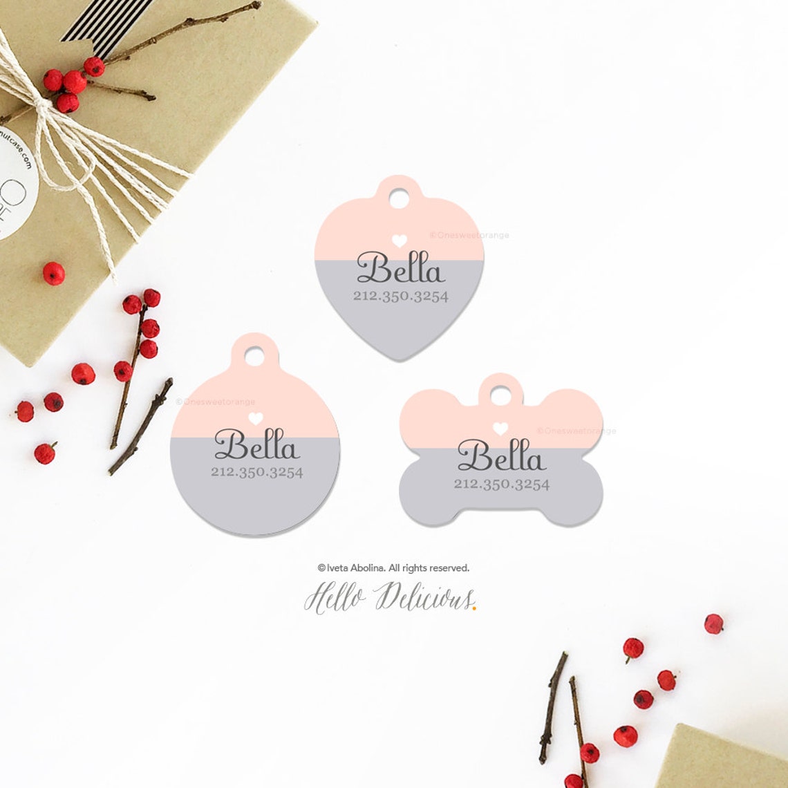 Pet ID Tag Custom Pet Tag Personalized Dog Tag Pastel Coral - Etsy